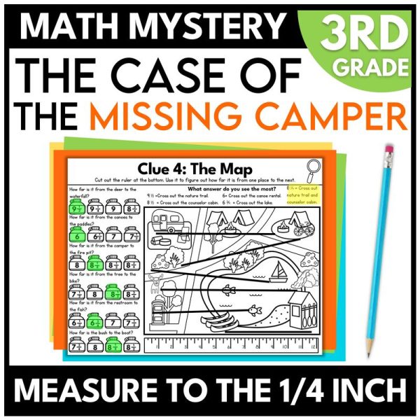 Camping Math Mystery 3rd Grade | Measuring Quarter Inch