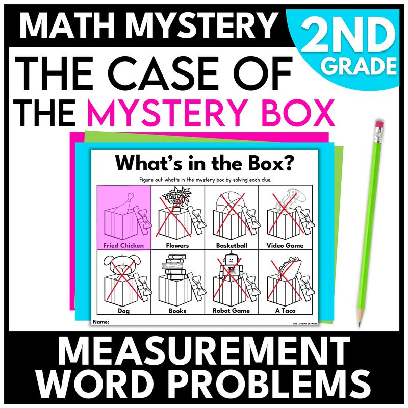 Box Math Mystery 2nd Grade | Measurement Word Problems
