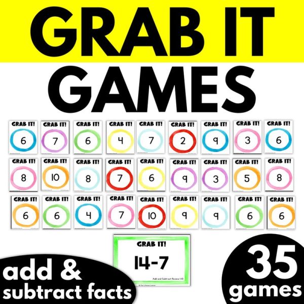 Addition and Subtraction Math Facts Grab It Card Games