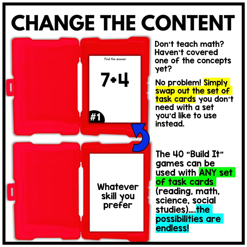 Build It Addition and Subtraction Math Fact Card Games