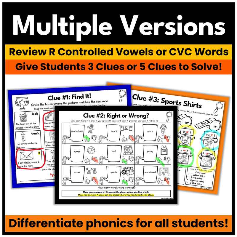 Sports Phonics Mystery 2nd Grade | R Controlled Activity