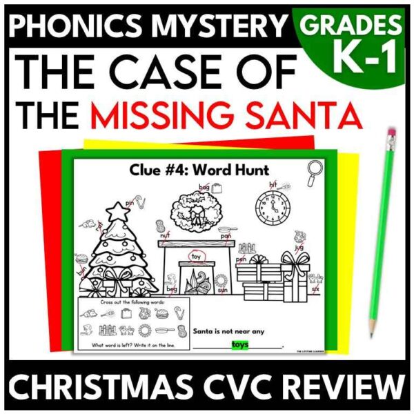 Christmas CVC Words Mystery Game | Kindergarten Reading