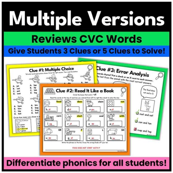 Spring CVC Words Mystery Game | Kindergarten Reading
