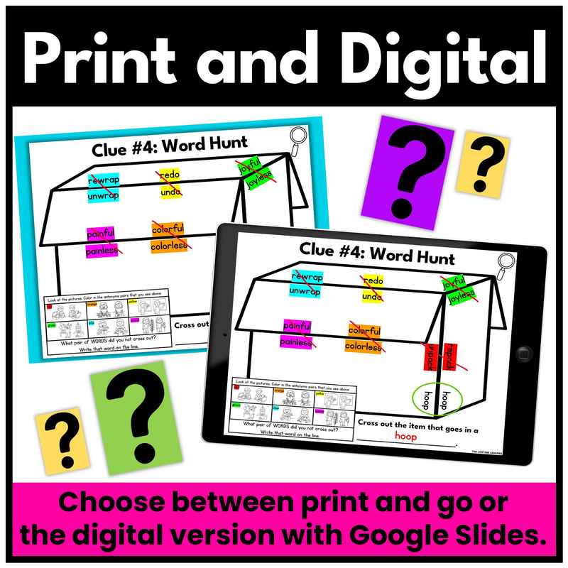 Prefixes and Suffixes Grammar Mystery 2nd and 3rd Grade | Box Activity