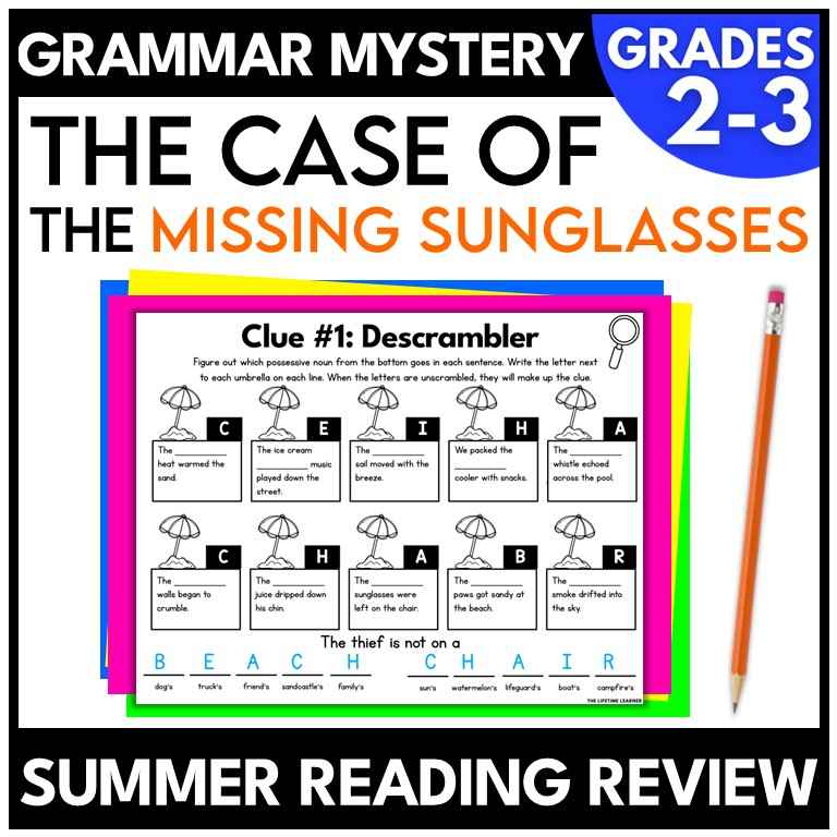 Summer Grammar Mystery 2nd and 3rd Grade | Review Activity
