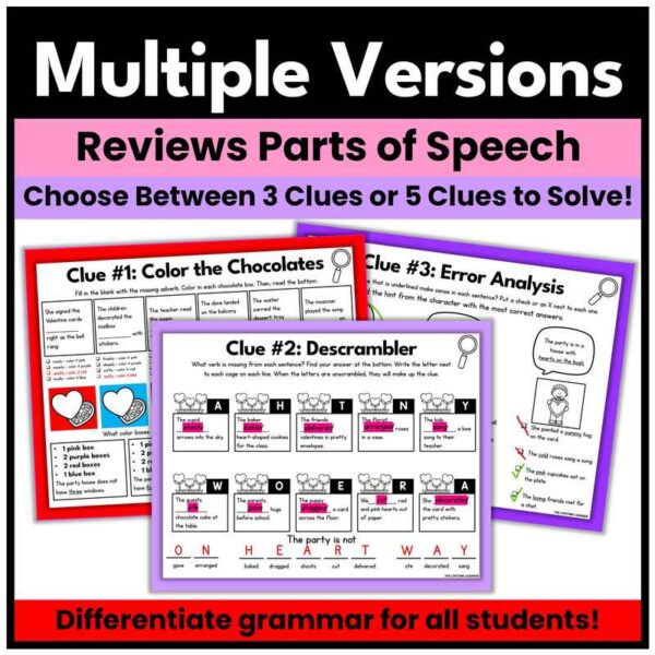 Valentine's Day Parts of Speech Mystery | Grammar Review