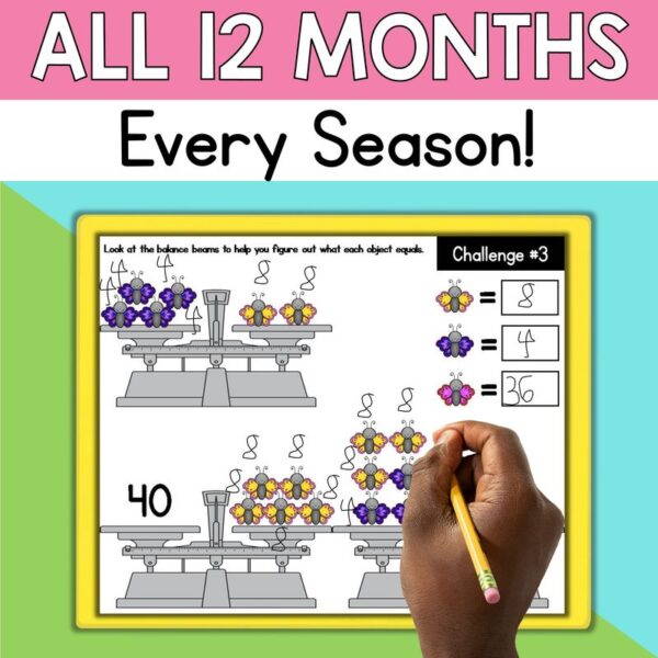 Multiplication and Division Balance Beams Math Logic Puzzles Bundle