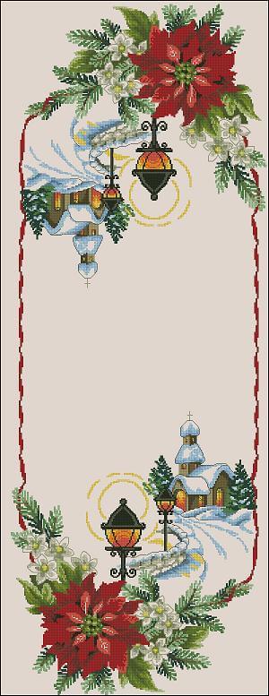 Cross-stitch pattern for Christmas table runner - Free Cross-stitch ...