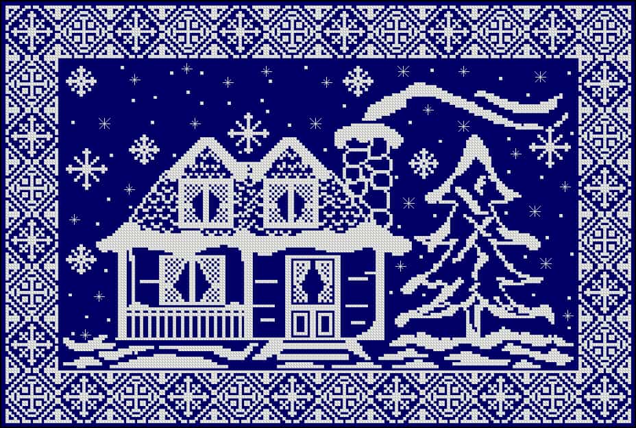 Winter evening-free cross-stitch pattern - Free Cross-stitch patterns
