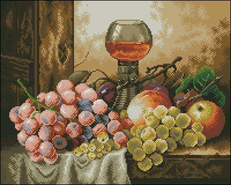 Still life with grapes-cross-stitch pattern - Free Cross-stitch patterns