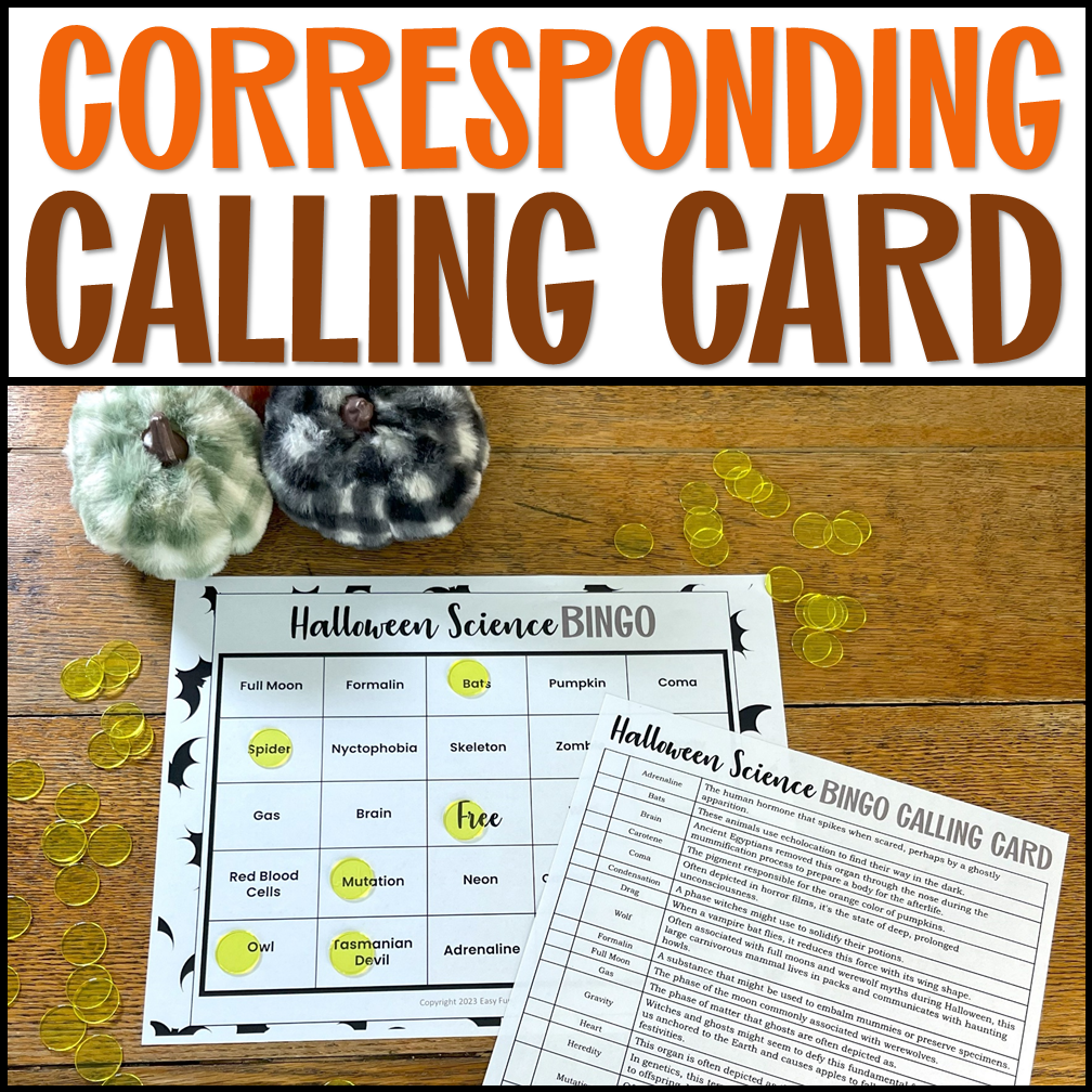 Halloween Bingo Science Party Game - Easy Fun Science