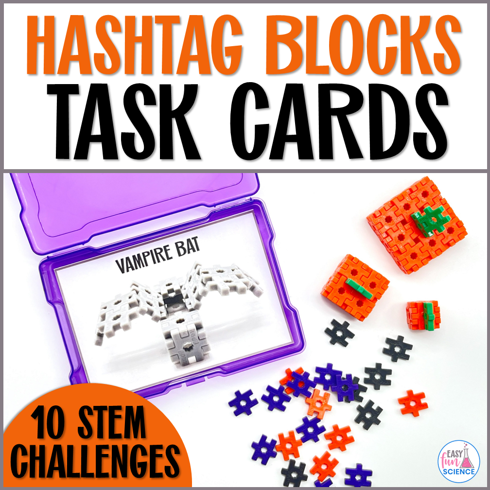 Hashtag Block Task Cards Fall No Prep STEM Challenges - Easy Fun Science