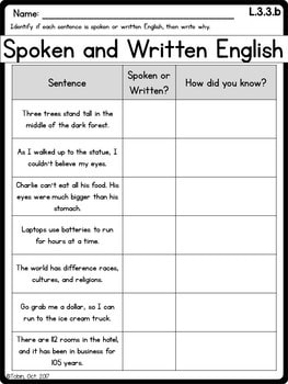 L.3.3.b Spoken English And Written English