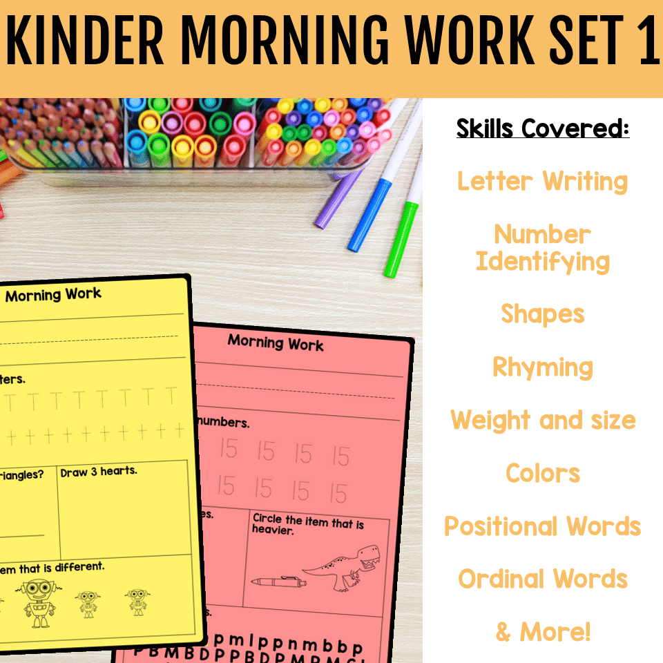 Kindergarten Morning Work 1st Quarter