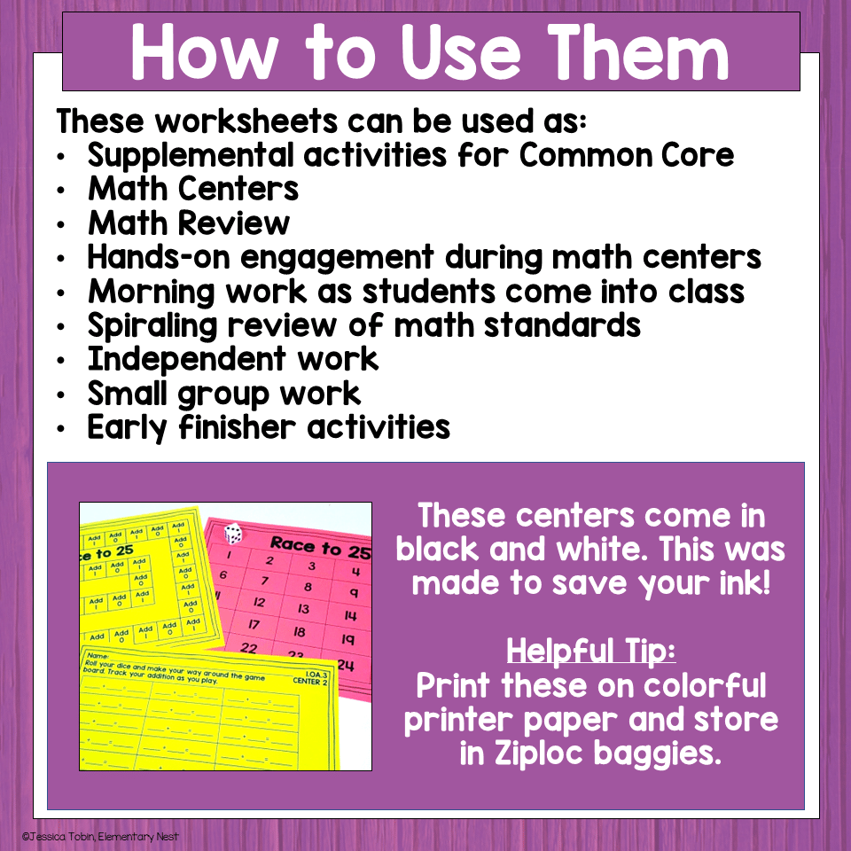 1st Grade OA Math Centers