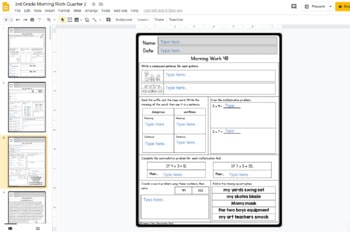 Third Grade Morning Work 2nd Quarter