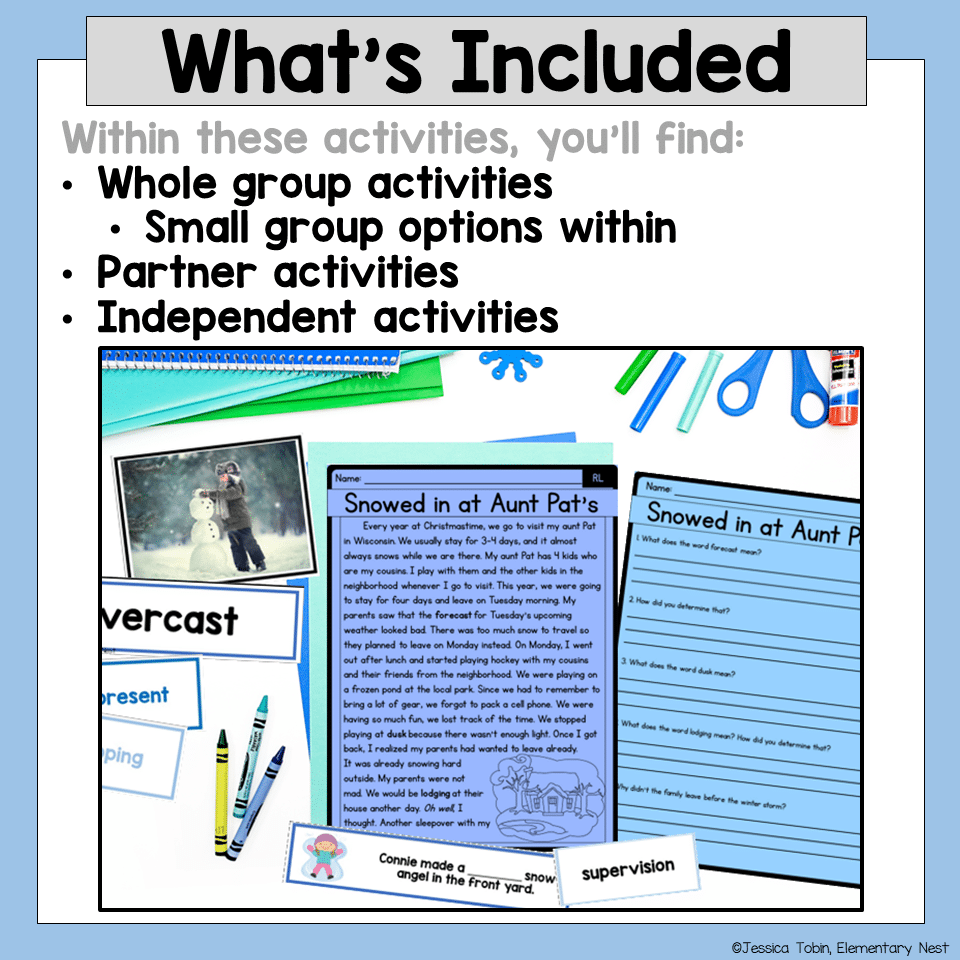 3rd And 4th Grade Winter ELA Activities