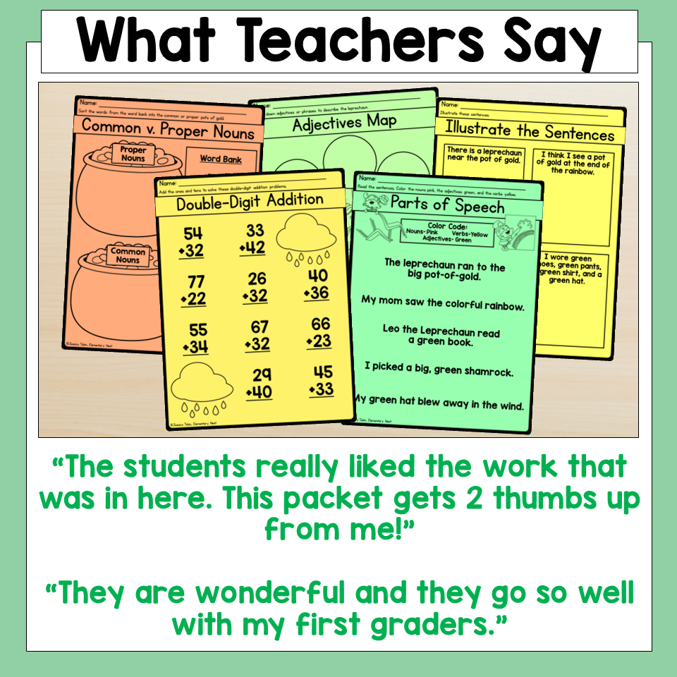 March ELA And Math Worksheets