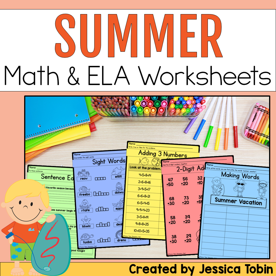 Summer Math And ELA Worksheets