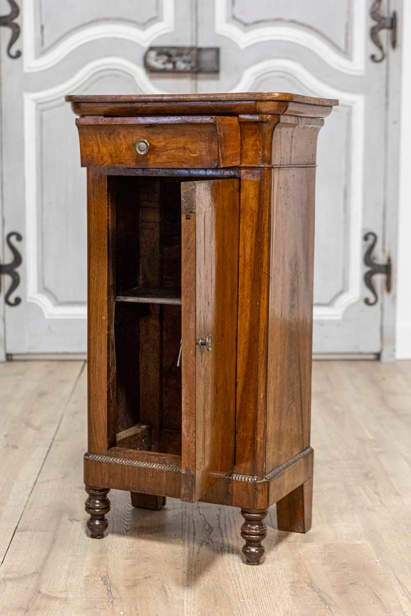 antique walnut bedside table