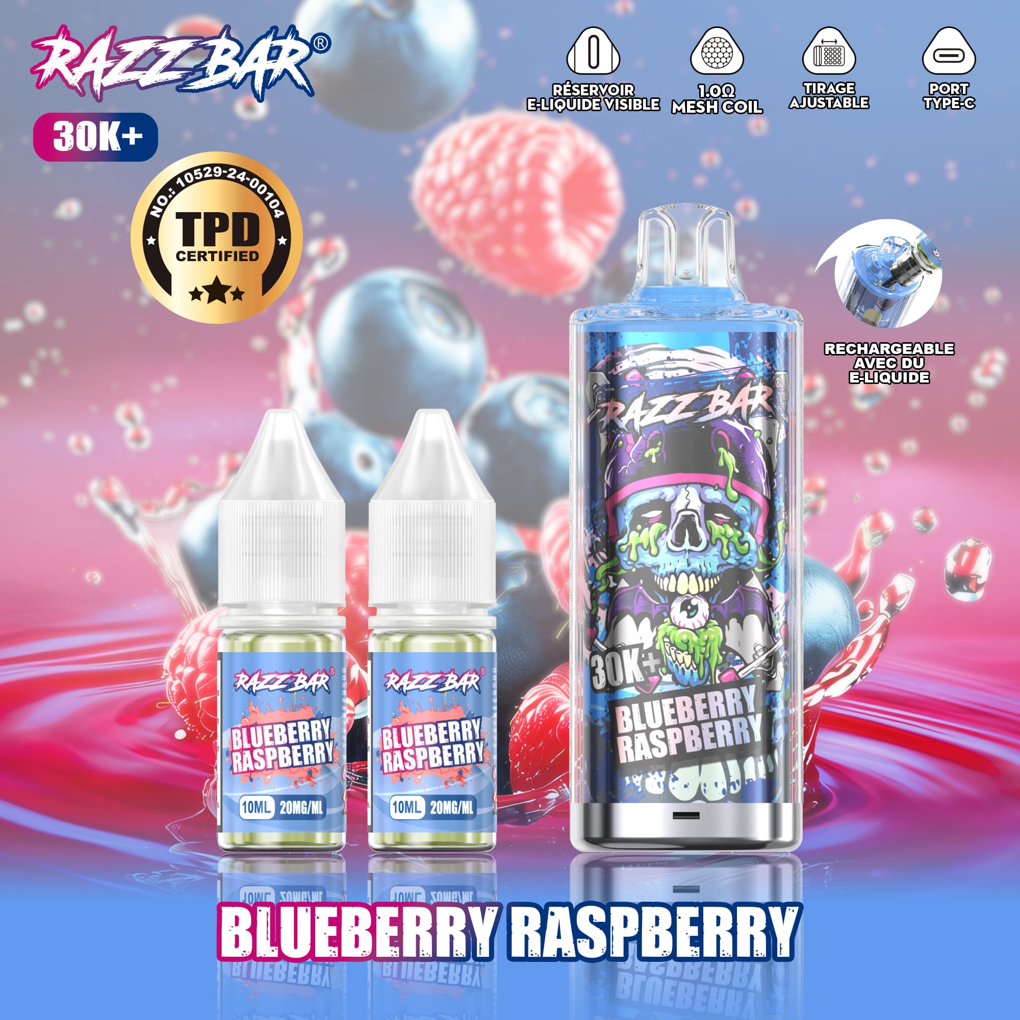Razz Bar 30K+ Blueberry Raspberry | 30,000 puffs
