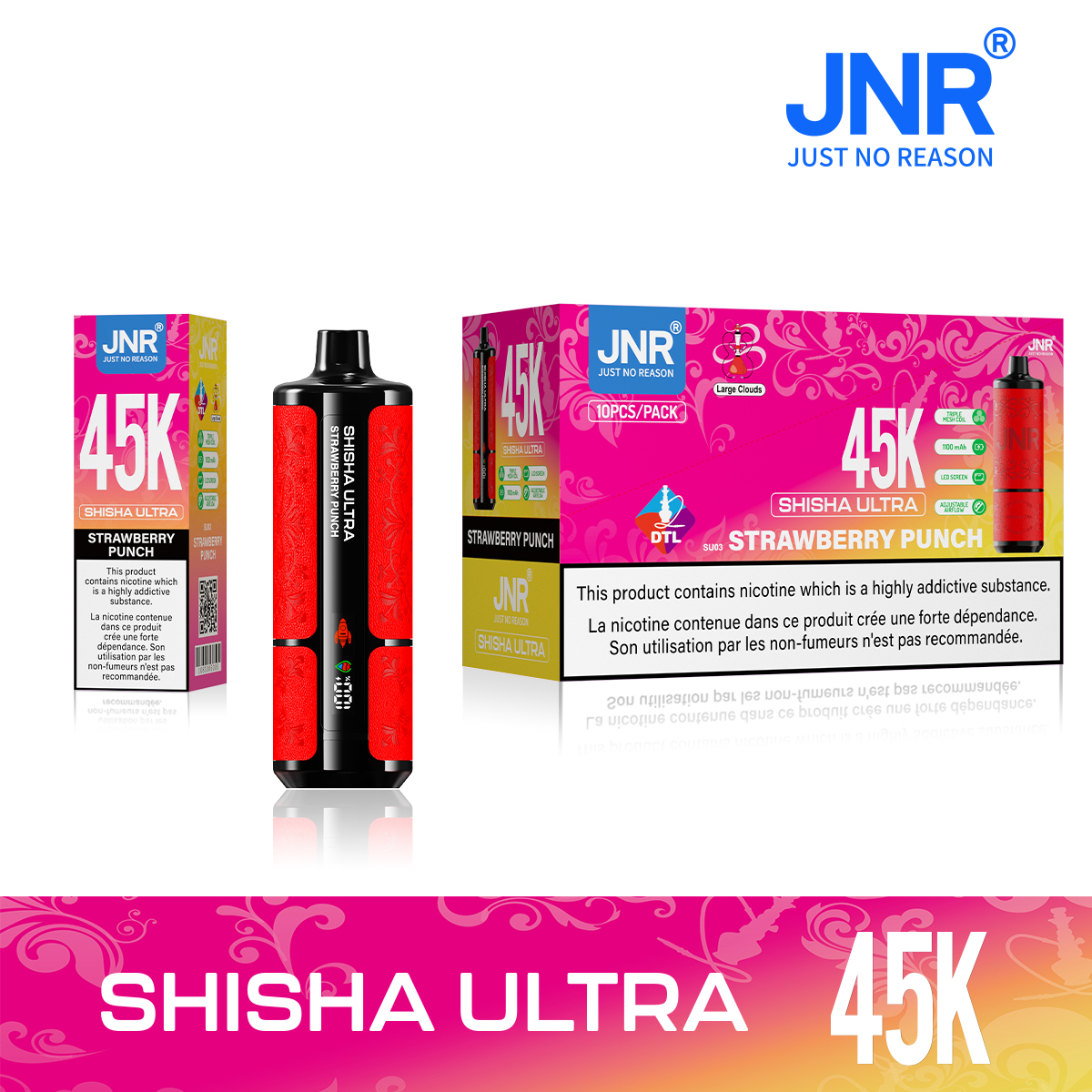 JNR SHISHA ULTRA 45k Strawberry Punch – 45.000 Züge DTL