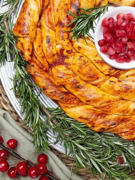 Christmas Twisted Pizza with Flaky Dough - Little Nomads Recipes