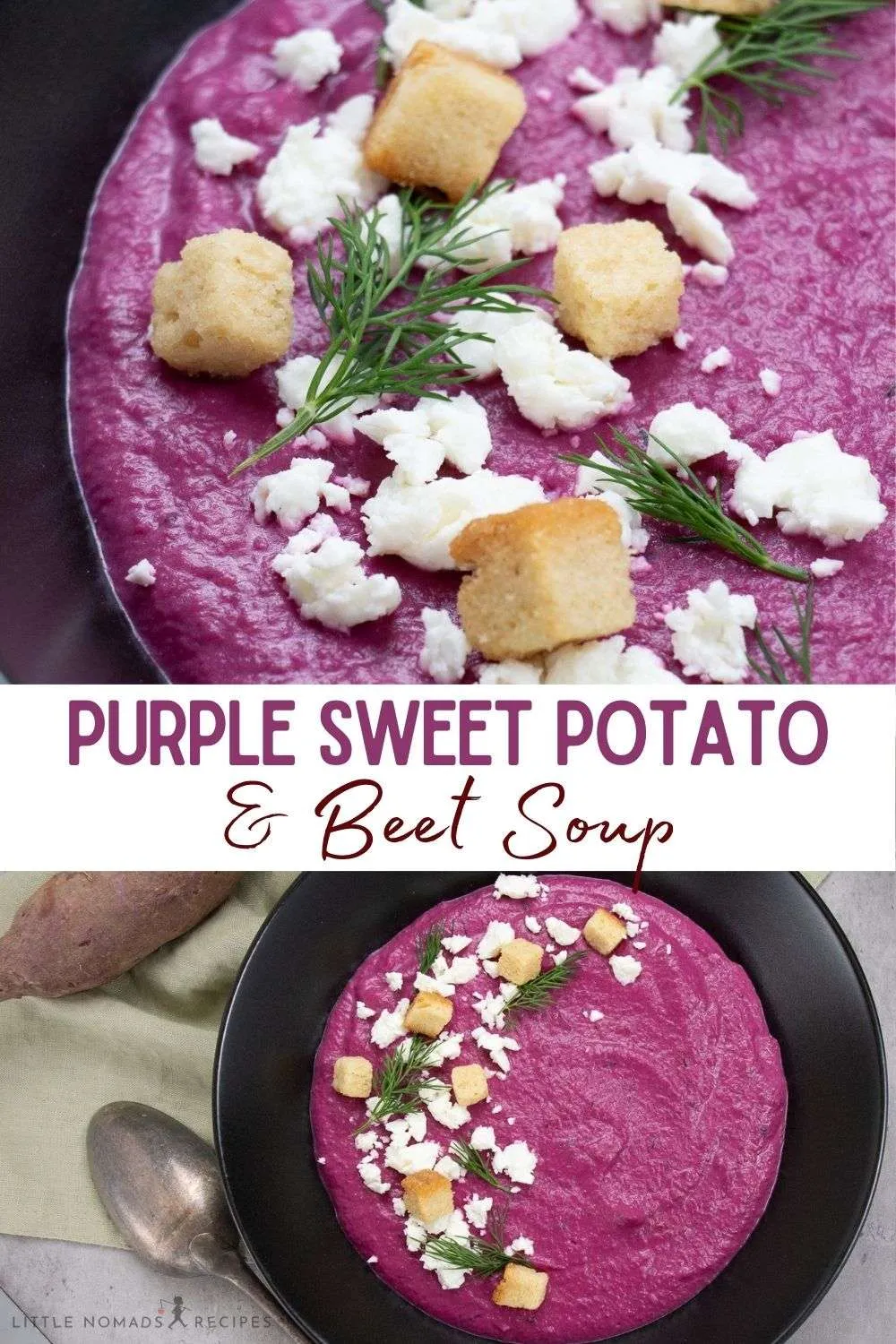 Purple Sweet Potato Soup with Cream Cheese - Little Nomads Recipes