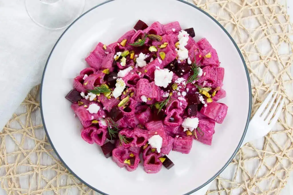 beetroot coloured pasta