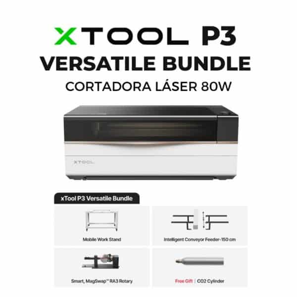 xTool P3 - Cortadora Láser CO2 de 80W - Versatile Bundle