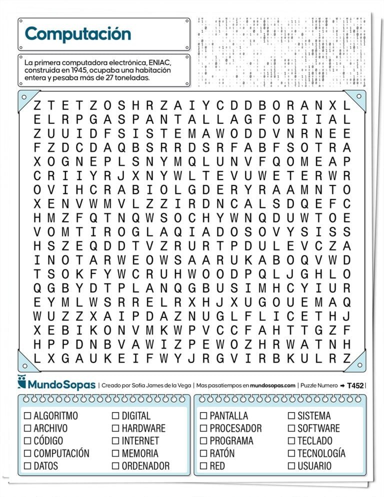 Sopa de Letras de Computación para Imprimir | Mundo Sopas