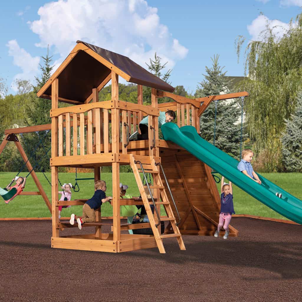 Castle White Vinyl Playset | Backyard Adventure Swing Set in Texas