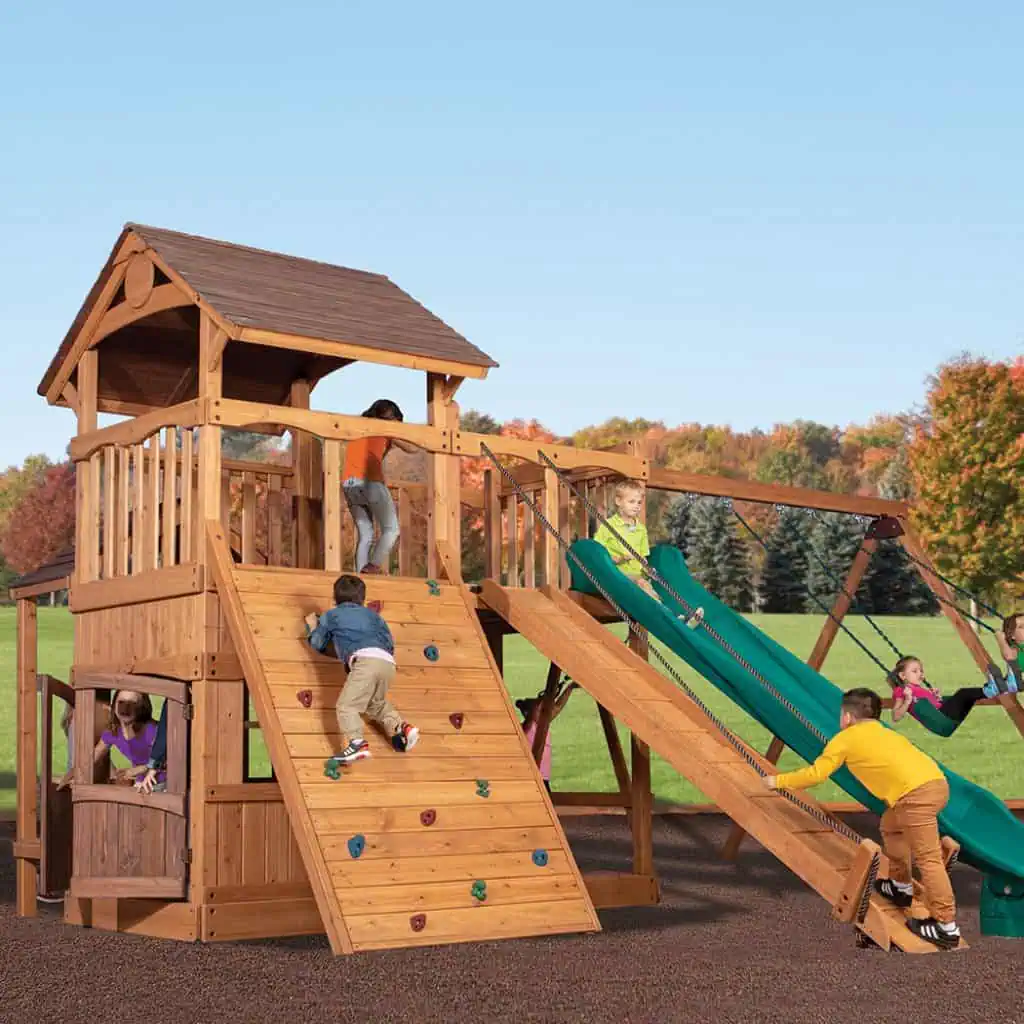 Castle White Vinyl Playset | Backyard Adventure Swing Set in Texas