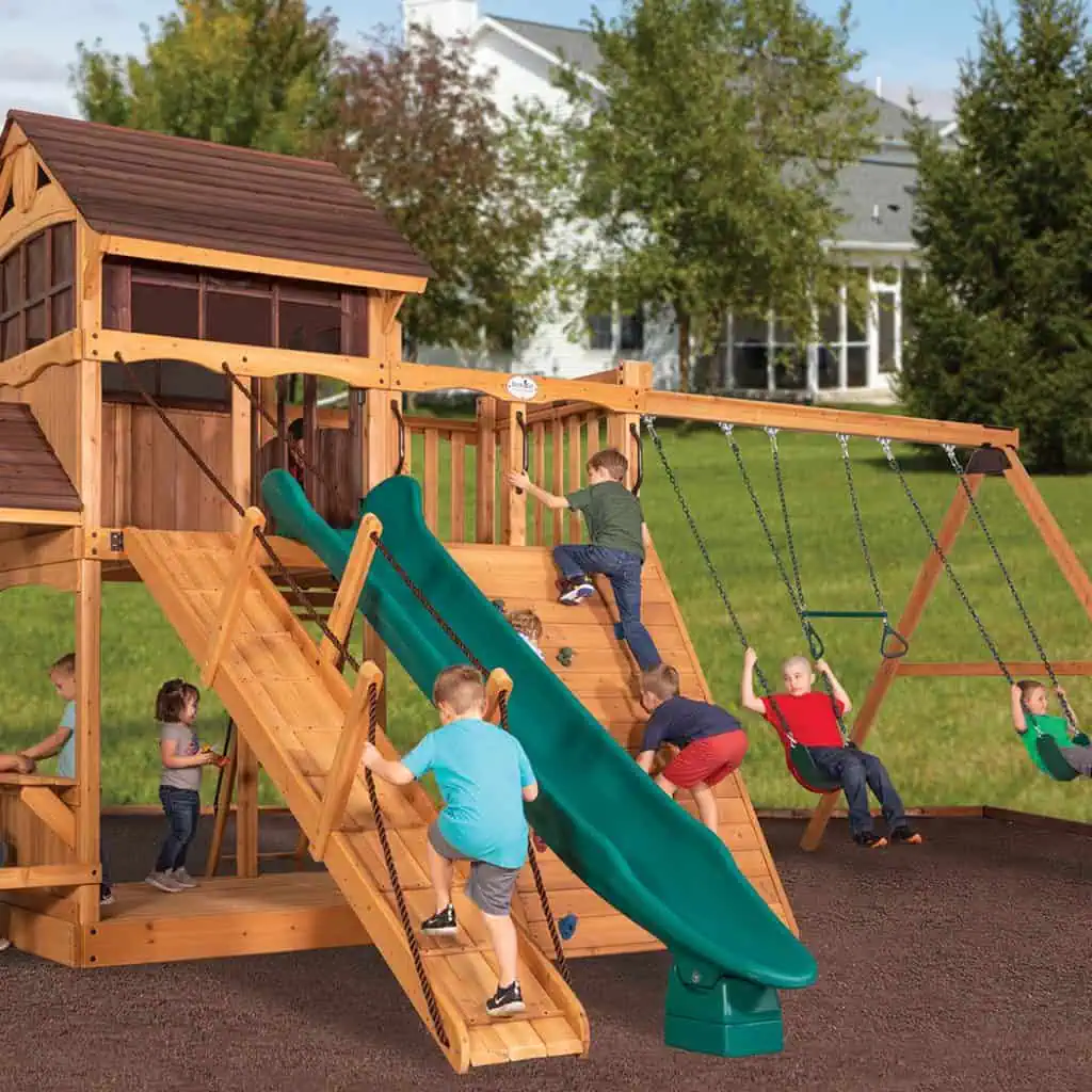 Castle White Vinyl Playset | Backyard Adventure Swing Set in Texas