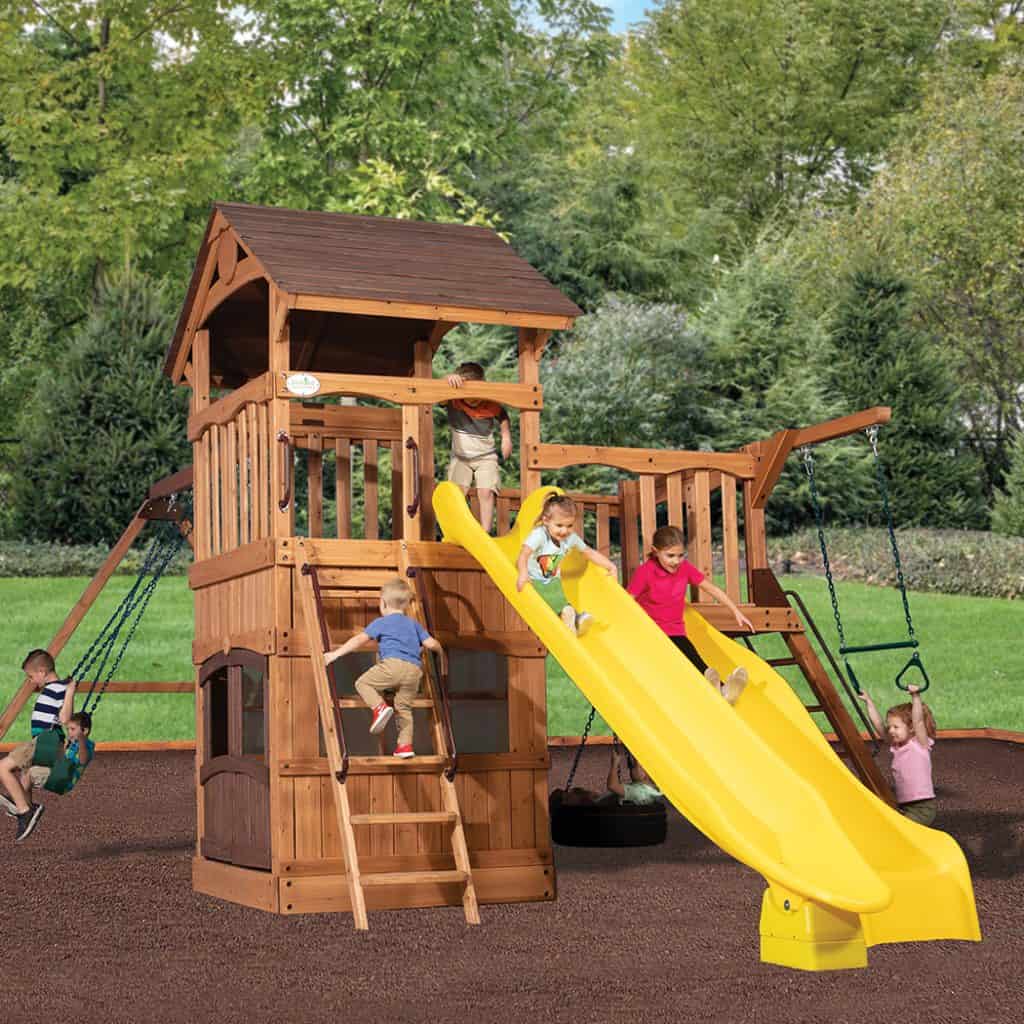 Castle White Vinyl Playset | Backyard Adventure Swing Set in Texas