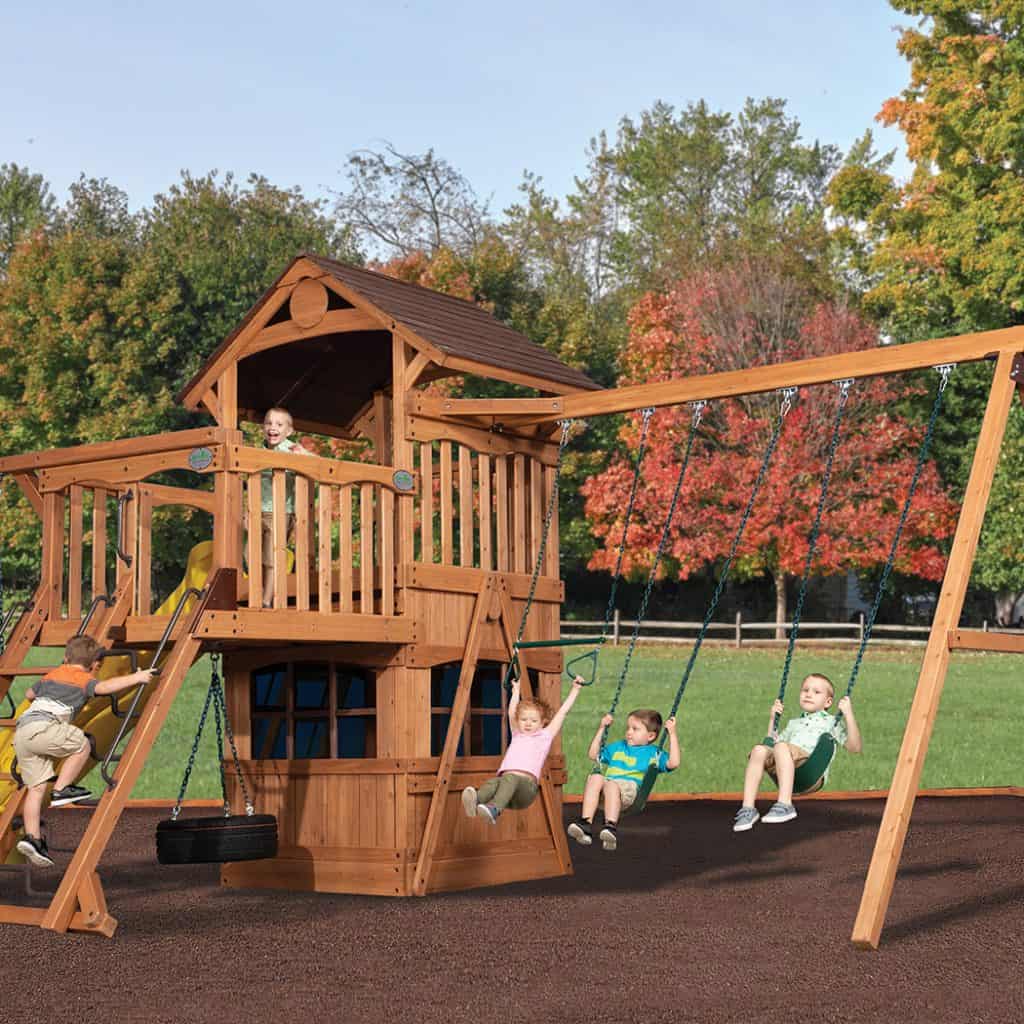 Castle White Vinyl Playset | Backyard Adventure Swing Set in Texas