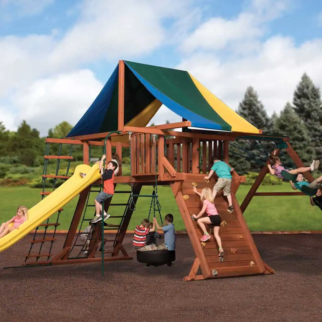 Classic Free-Standing Swing Beam with Swings & Trapeze | Texas Playsets