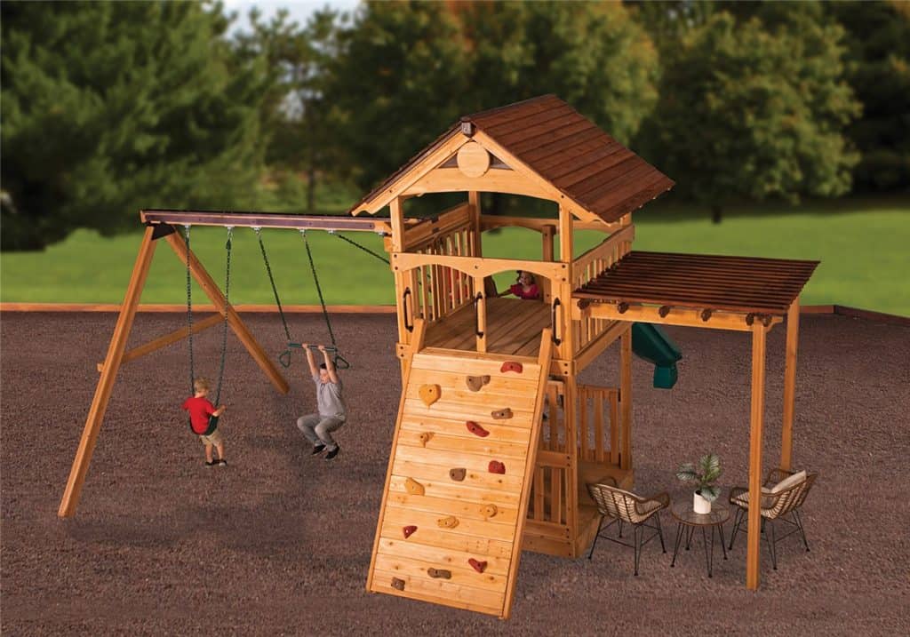 New Olympian Treehouse XL 2 Swing Set | Backyard Fun in Texas