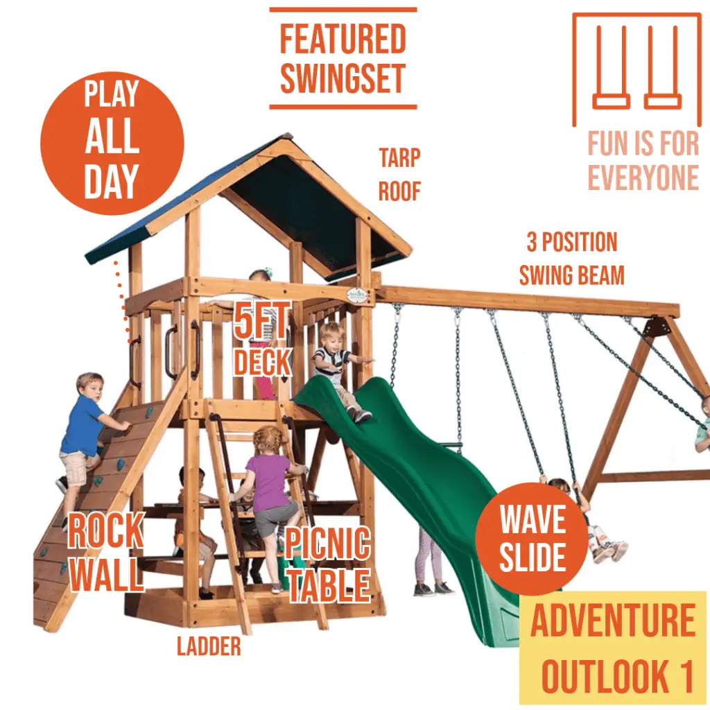 Classic Free-Standing Swing Beam with Swings & Trapeze | Texas Playsets