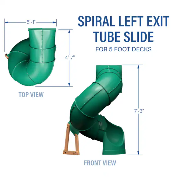 Spiral Left Exit Tube Slide for 5 Foot Decks - Play Outdoors Texas