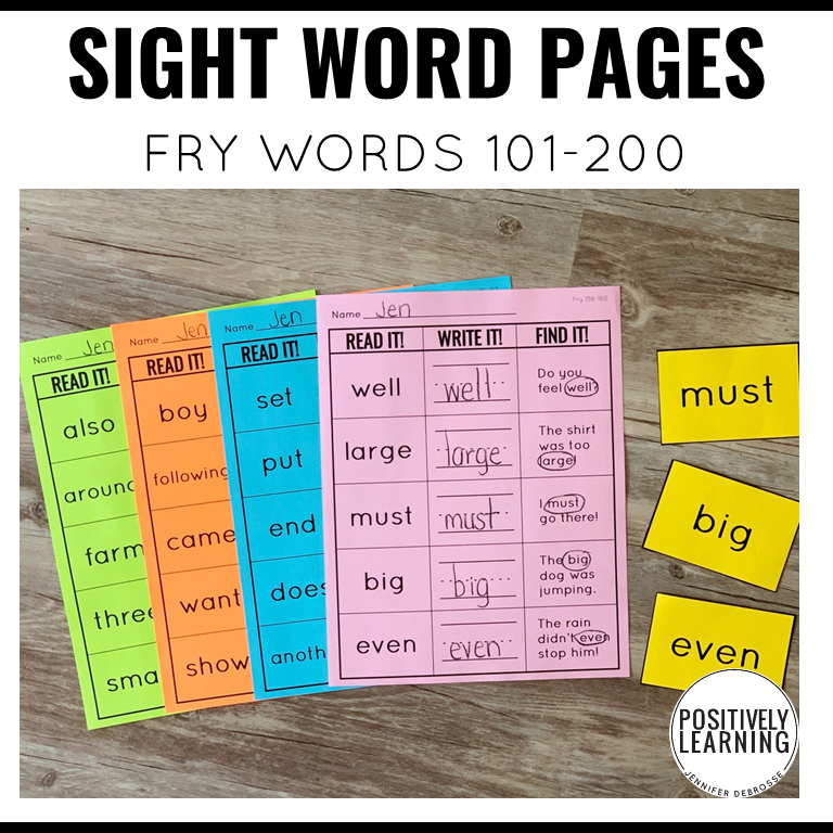 Fry Words Worksheets Set 2 - Positively Learning
