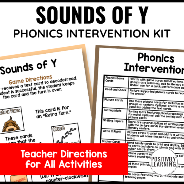 Sounds of Y Phonics Activities - Positively Learning