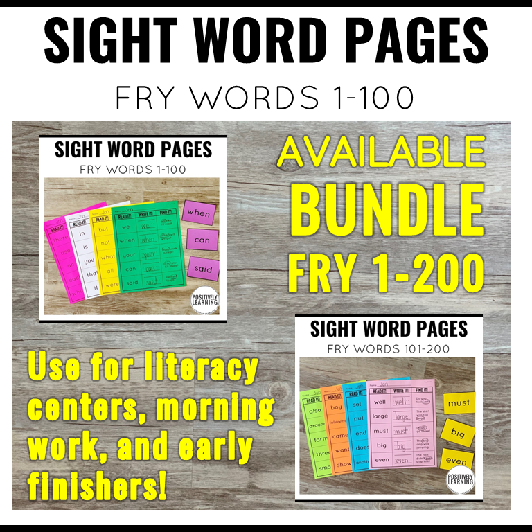 Fry Words Worksheets Set 1 - Positively Learning