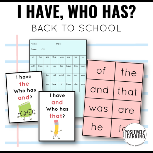 Back to School Sight Words - Positively Learning