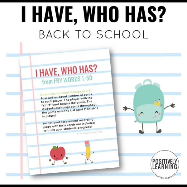 Back to School Sight Words - Positively Learning