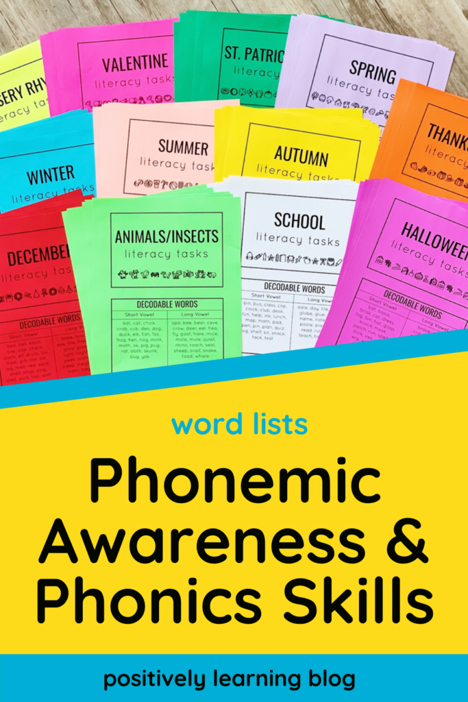 Phonemic Awareness Word Lists - Positively Learning