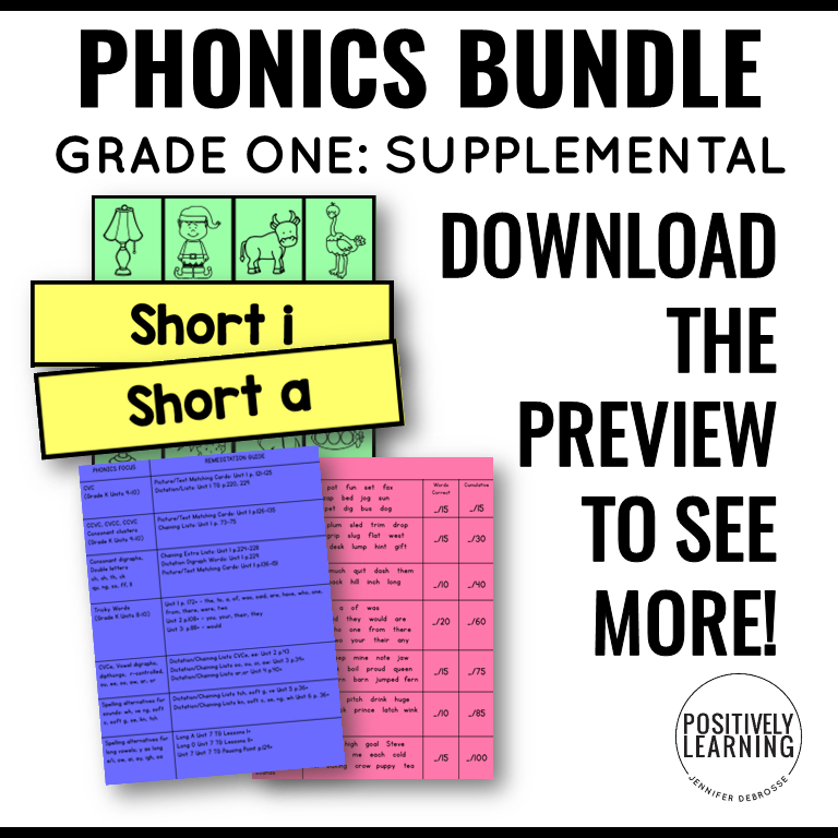 First Grade Phonics Intervention Bundle - Positively Learning
