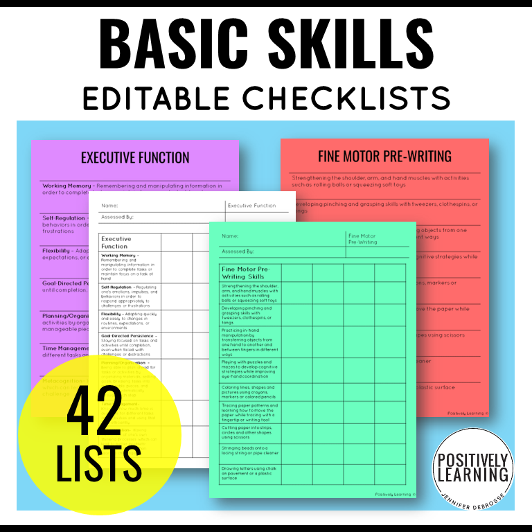 Special Education Basic Skills Checklists - Positively Learning