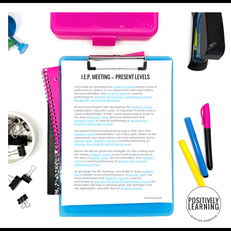 IEP Meeting Scripts Cheat Sheets - Positively Learning