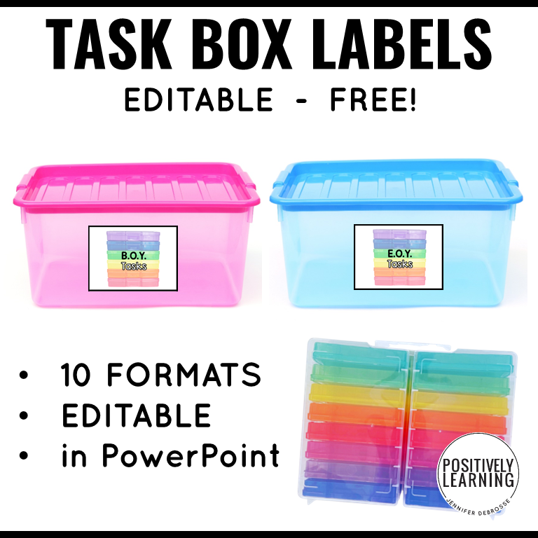 Task Boxes Free Labels for Classroom Organization - Positively Learning
